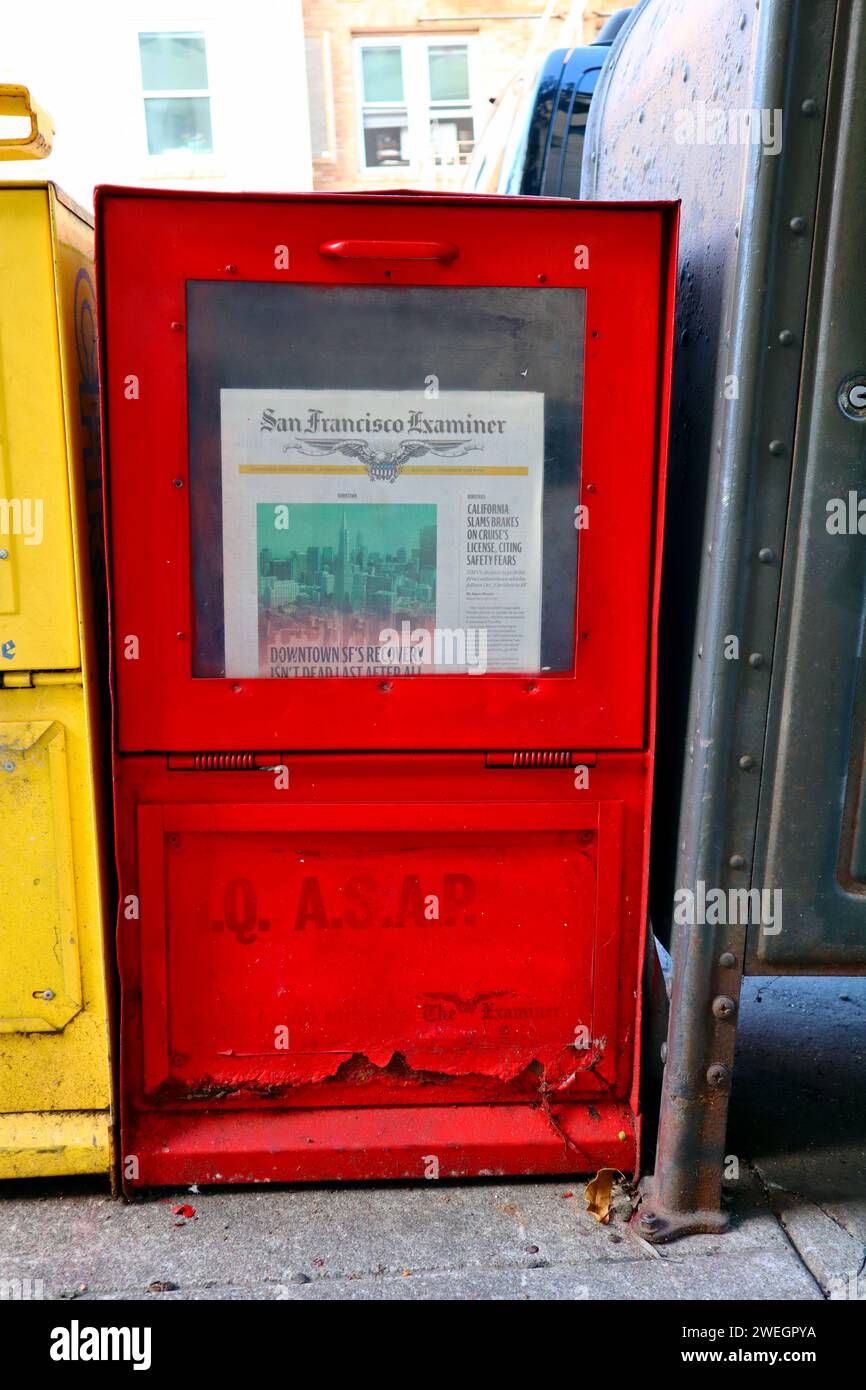 San Francisco, California: San Francisco Examiner newspaper vending box ...