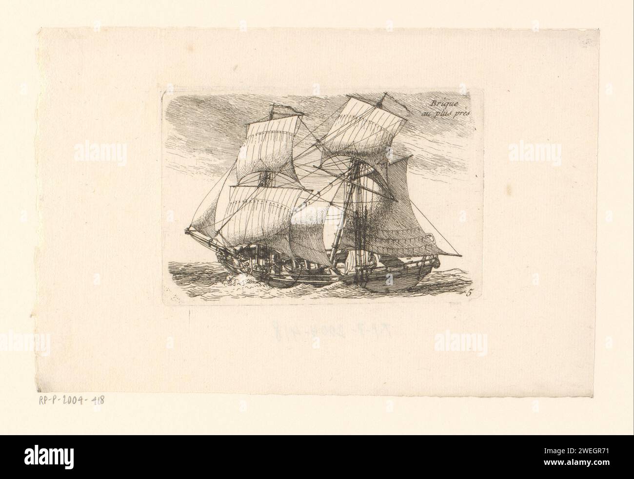 Sailing ship seen up close, 1738 - 1811 print paper etching sailing ...