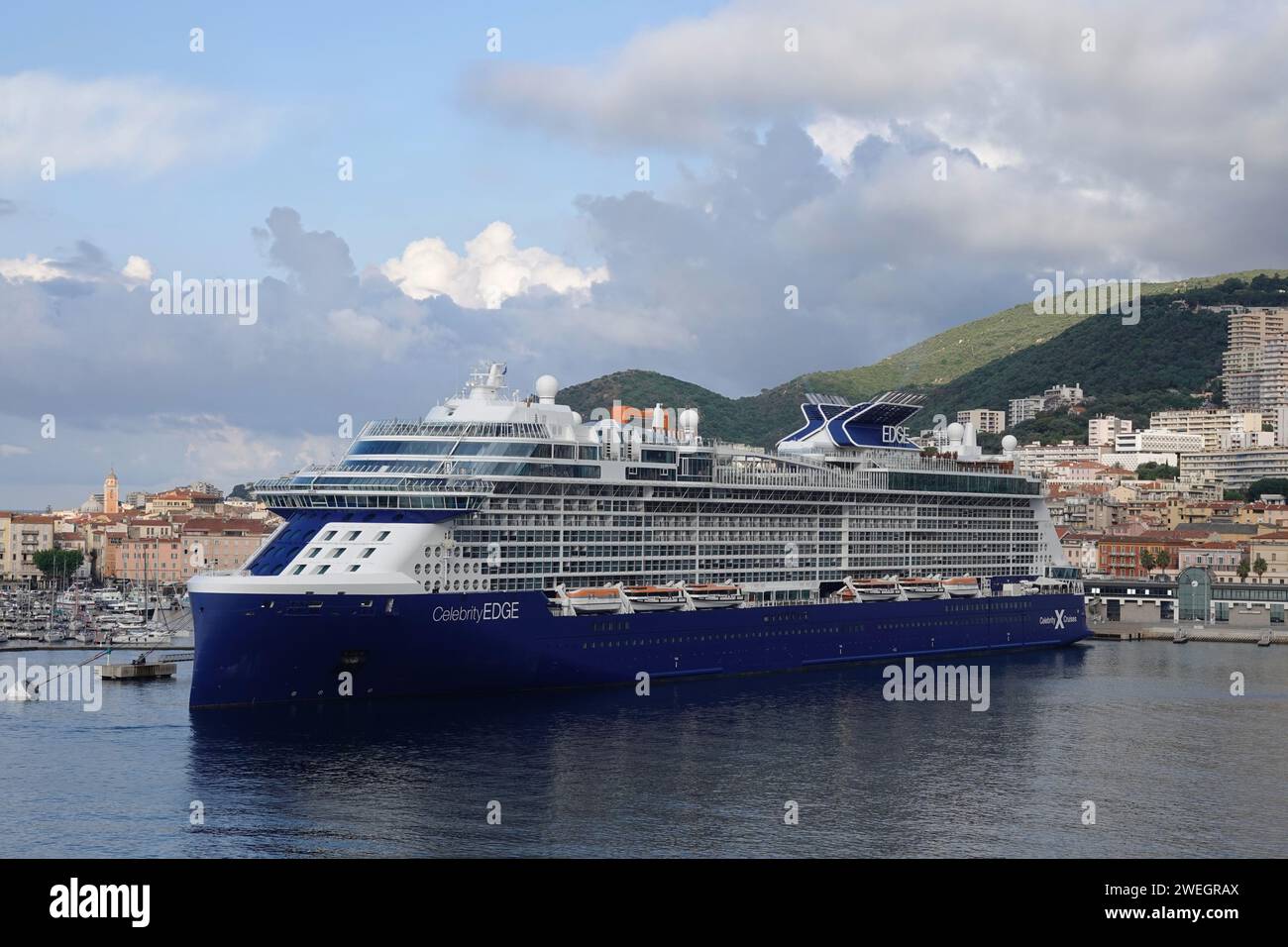 The cruise ship Celebrity Edge operated by Celebrity Cruises in port in ...
