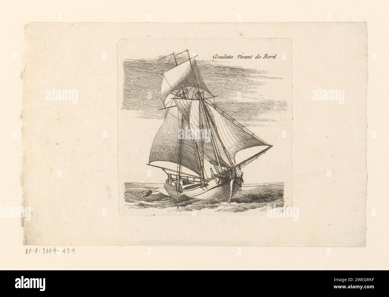 Sailing ship and rowing boat, 1738 - 1811 print paper etching sailing ...