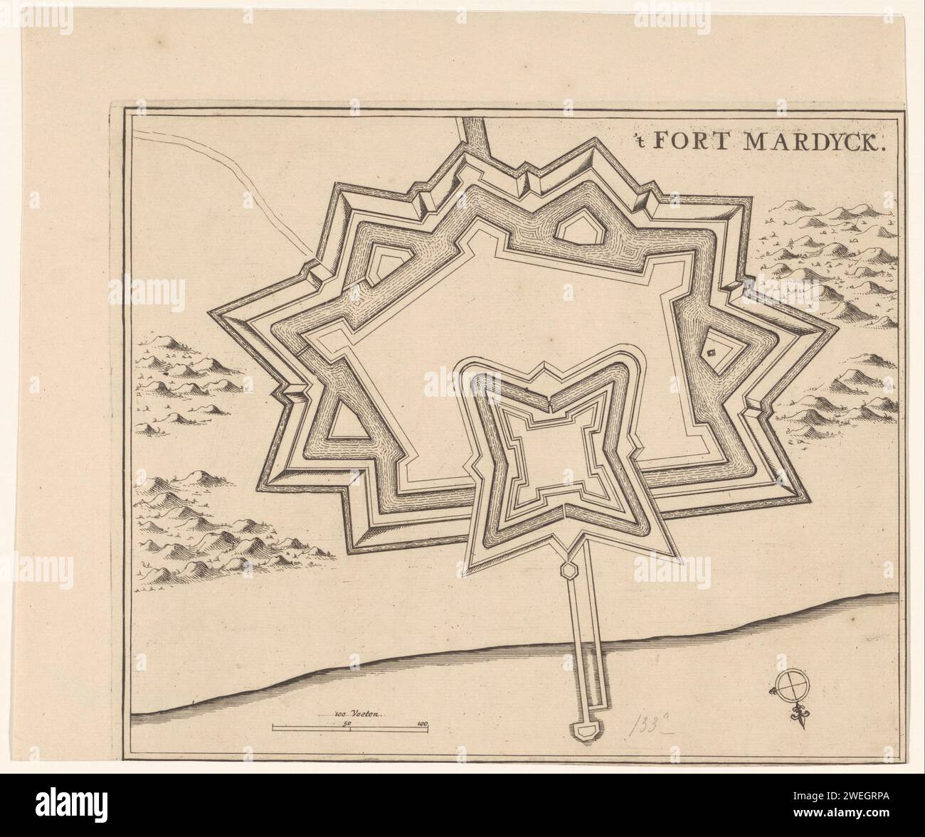 Map of Fort-Mardijk, Anonymous, c. 1700 - c. 1710 print Map of Fort ...