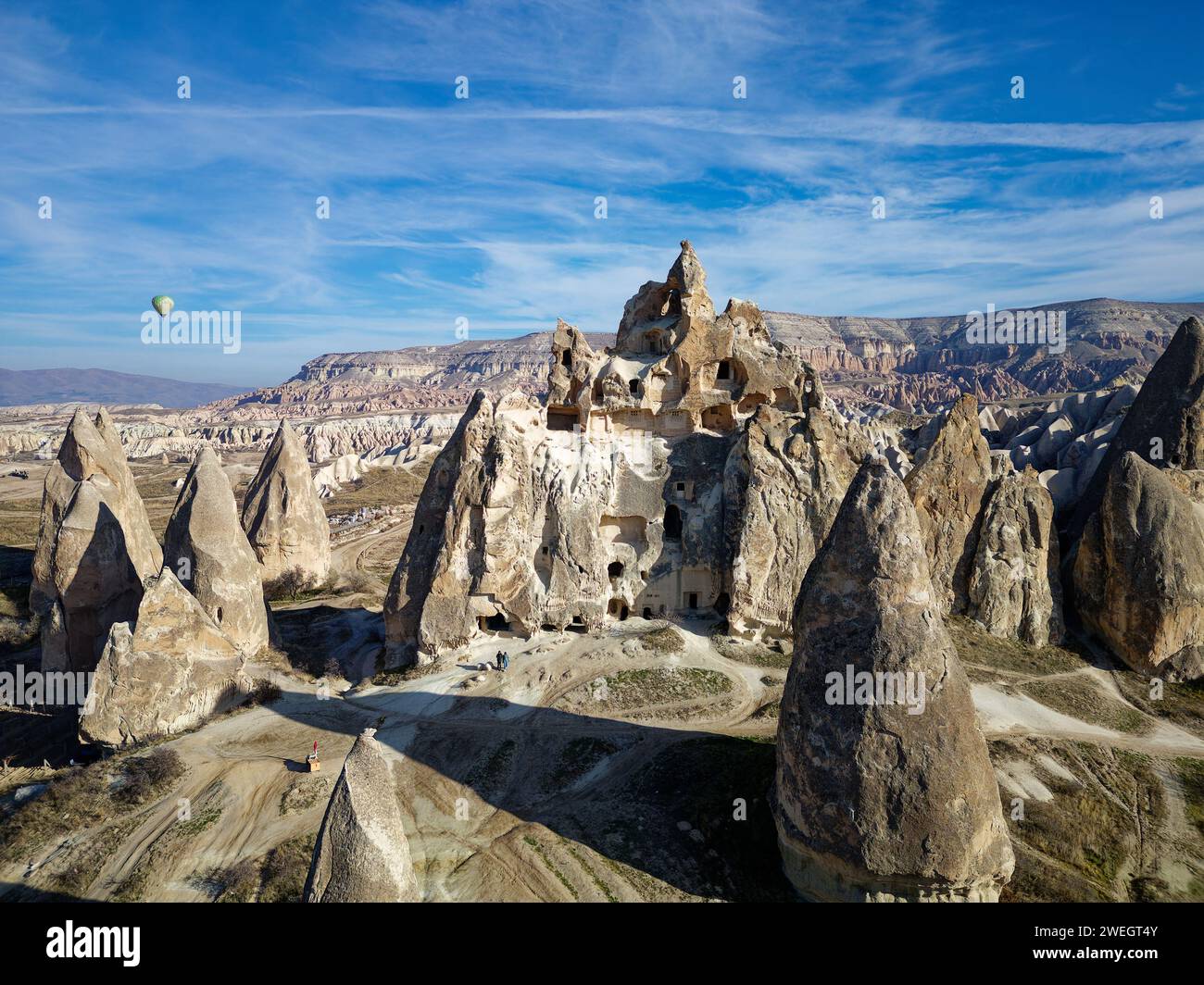 View of the natural beauty of the Rose Red Valley in Cappadocia, Turkey ...