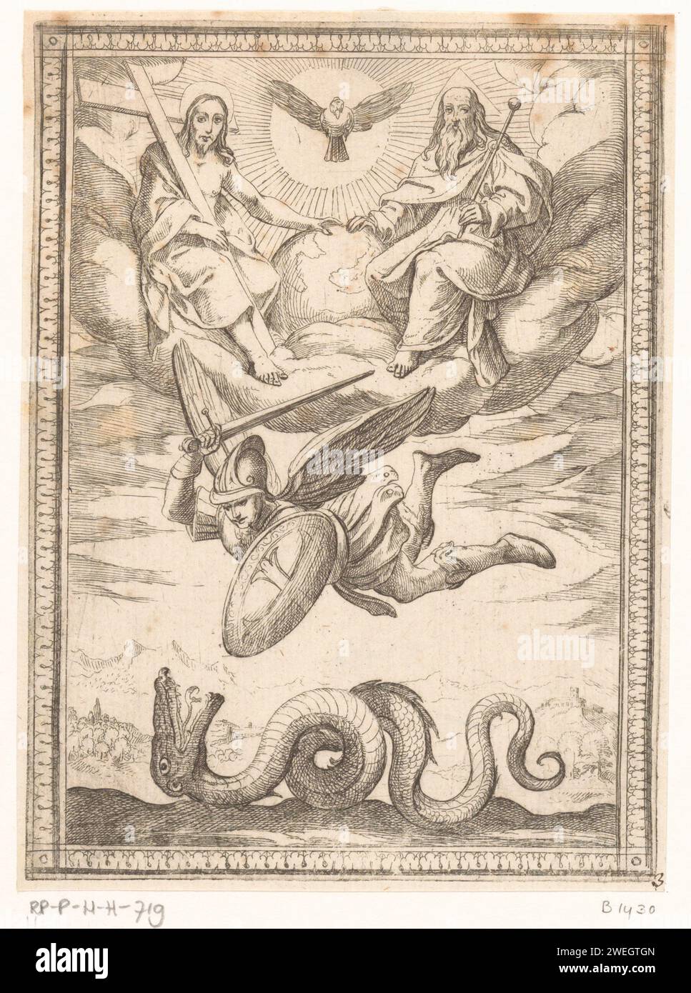 Archangel Michaël kills the dragon, Antonio Tempesta, 1565 - 1630 print ...