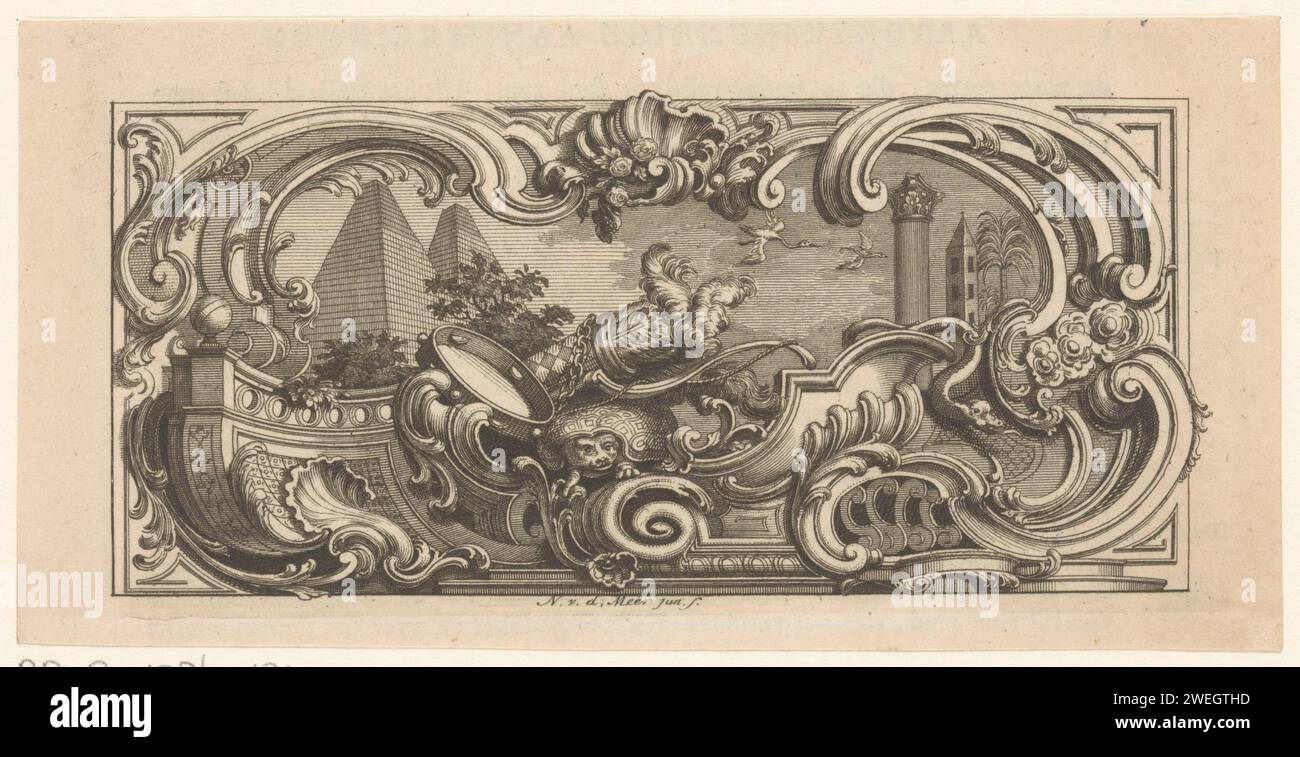 Piramides and Tower in an ornamental frame, Noah van der Meer (II ...
