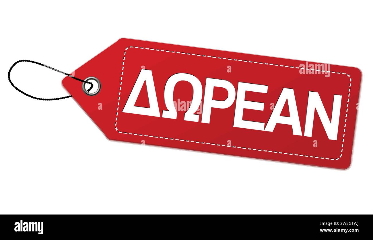 Free on greek language ( Dorean ) red label or price tag on white ...