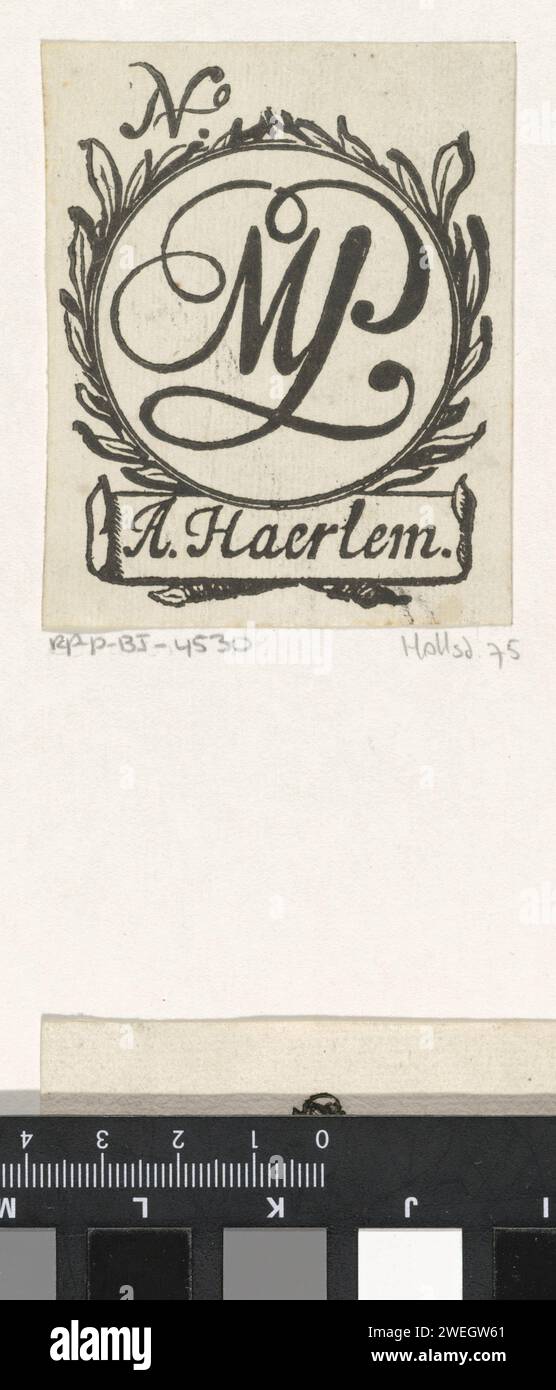 Handels label with the monogram MJ, Isaac Vincentsz. van der Vinne, c ...