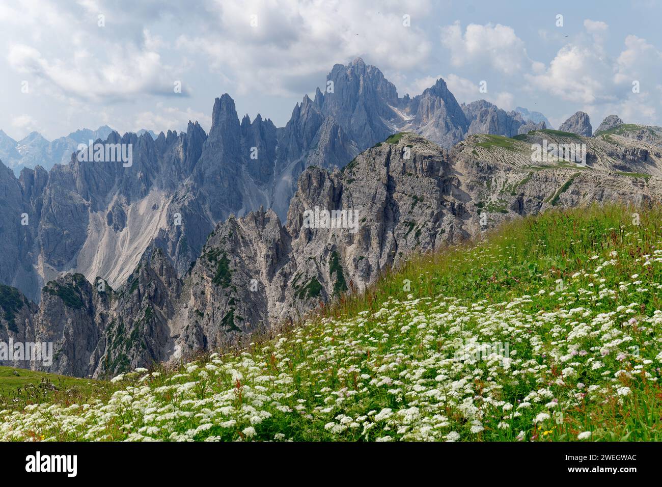 View of Cadini di Misurina mountains in Dolomites, Italy Stock Photo ...