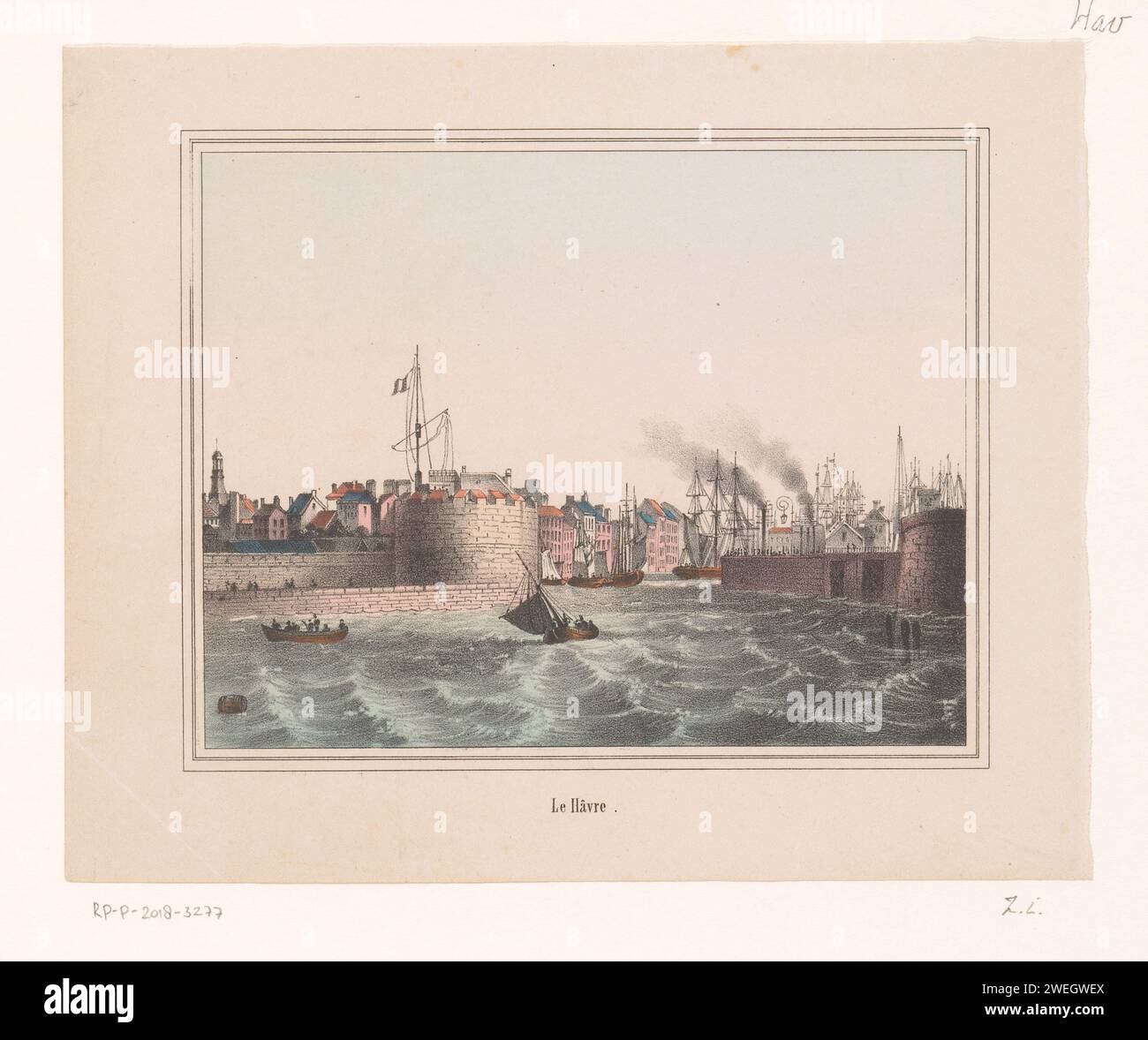Port of Le Hâvre, Anonymous, 1820 - 1860 print paper. watercolor (paint ...