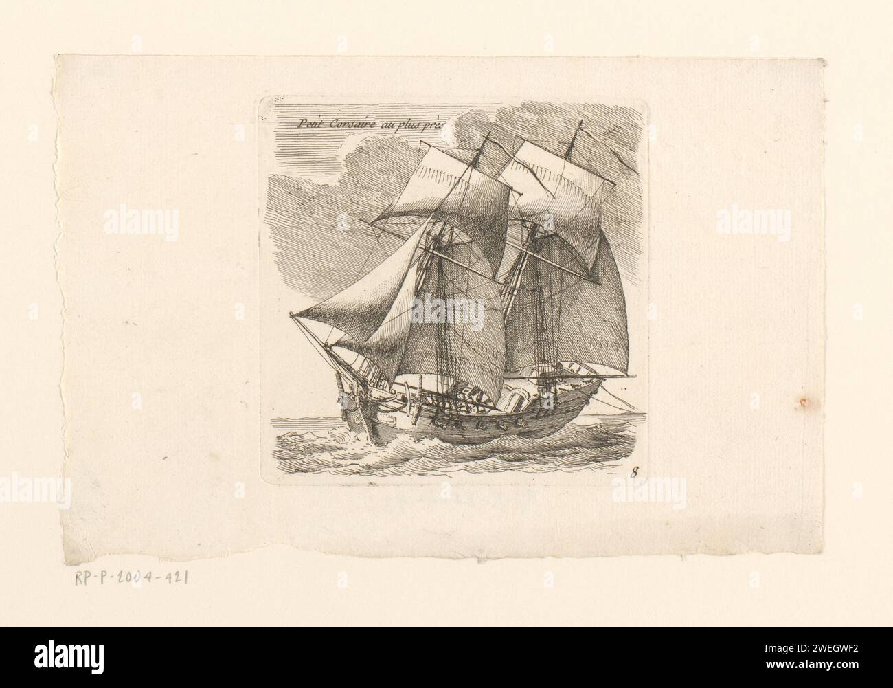 Ship at sea, 1738 - 1811 print paper etching sailing-ship, sailing-boat ...