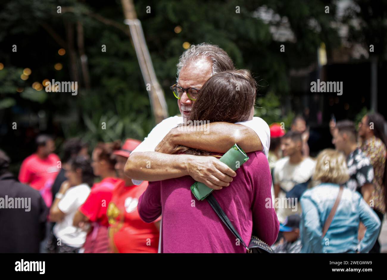 Sao Paulo, Brazil. 25th Jan, 2024. Vagner Diz, father of two victims of ...