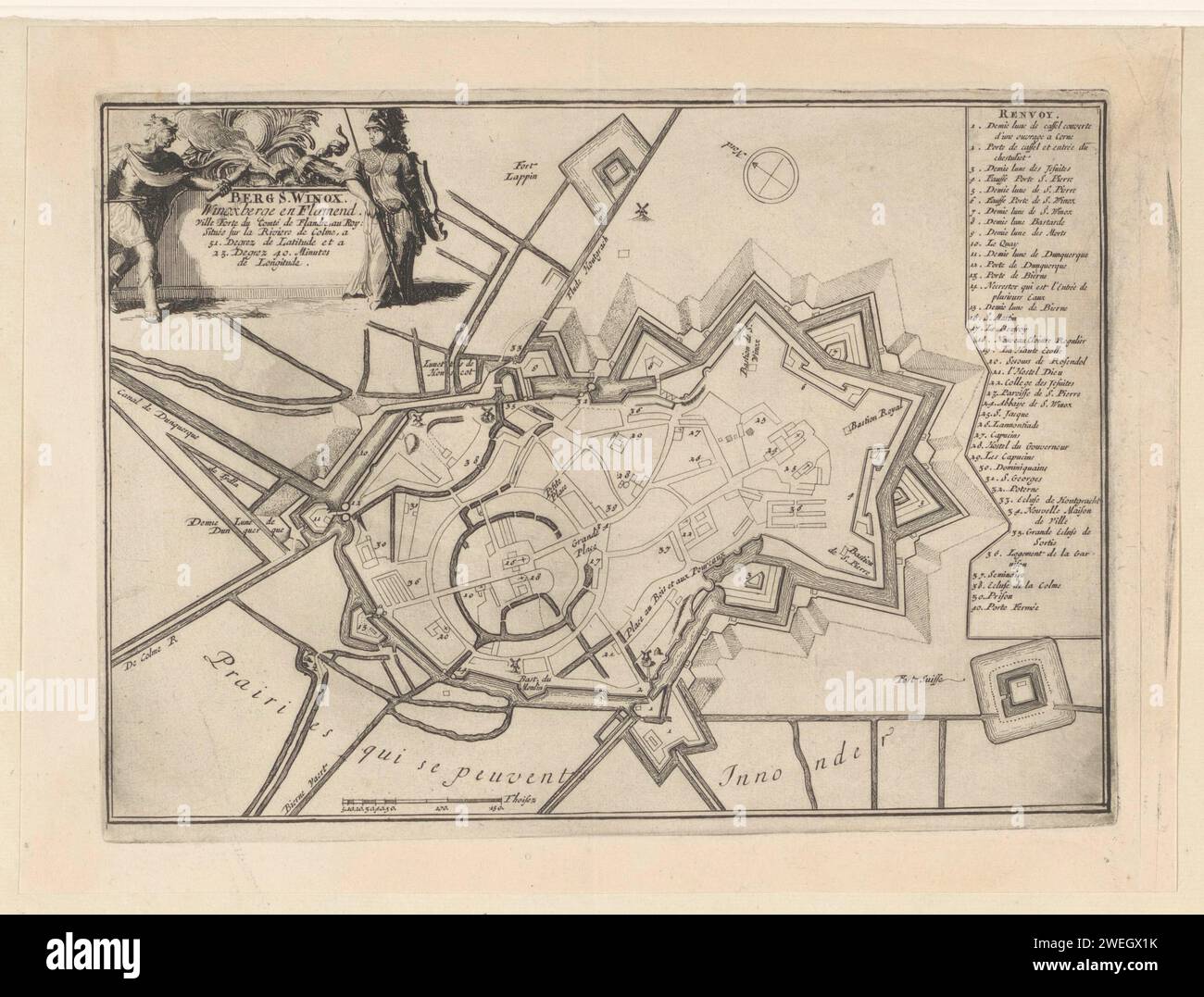 Vesting map of Sint -Winoksbergen, Anonymous, 1690 - c. 1700 print Vesting map of Sint ...