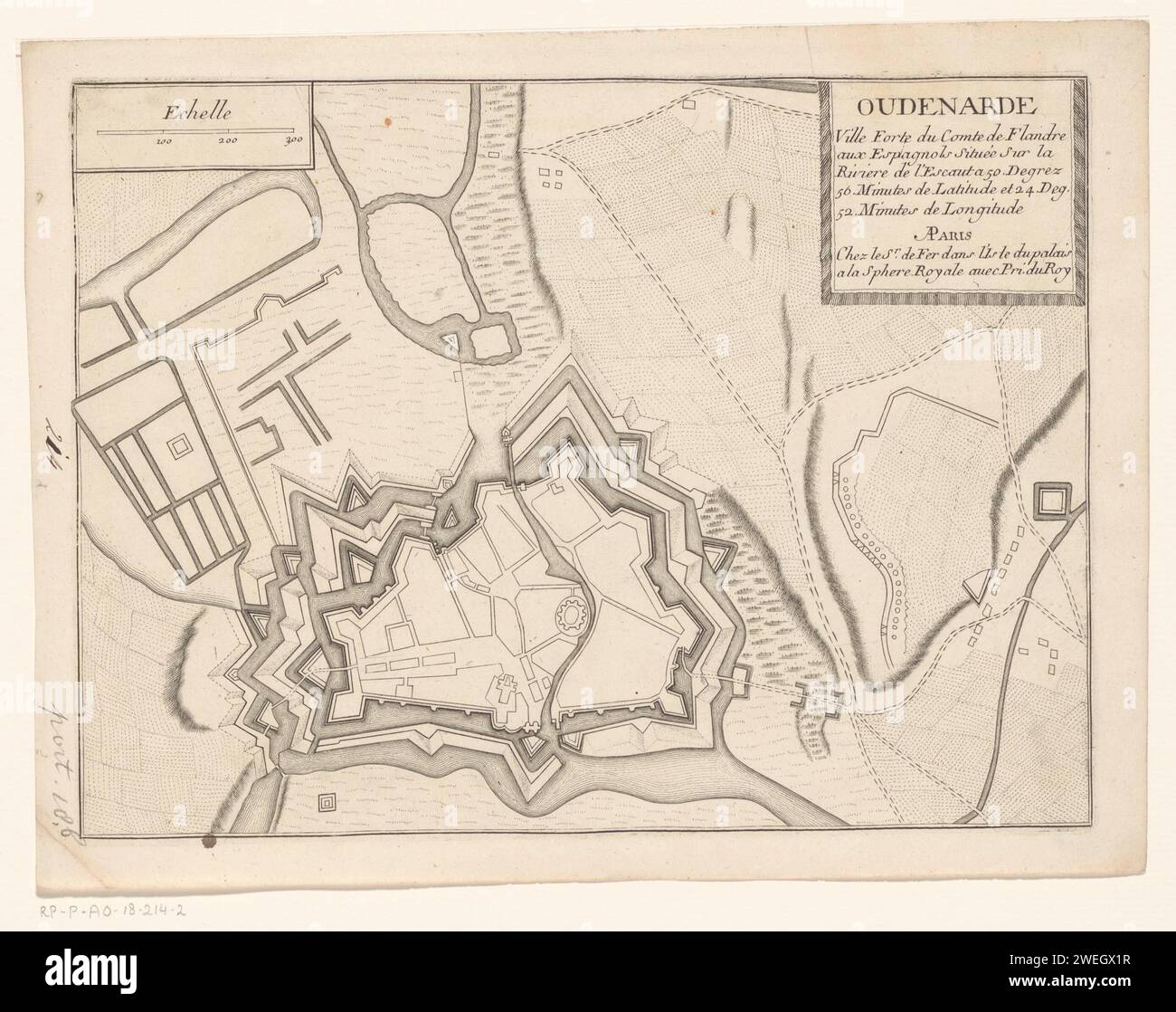 Fortress map of Oudenaarde, Anonymous, 1726 print Vesting map of ...