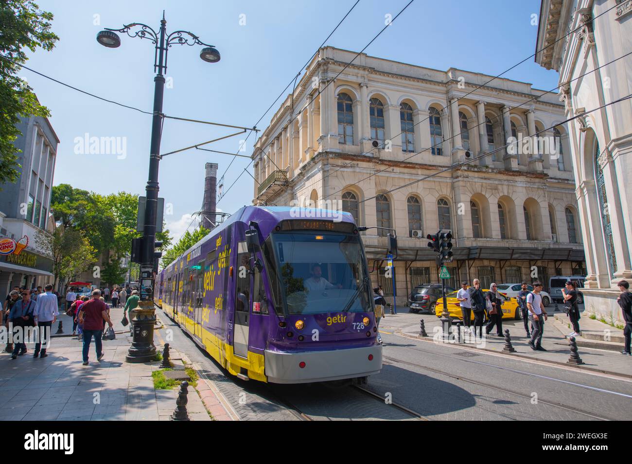 Istanbul Tram T1 line Bombardier Flexity Swift A32 on Divan Yolu ...