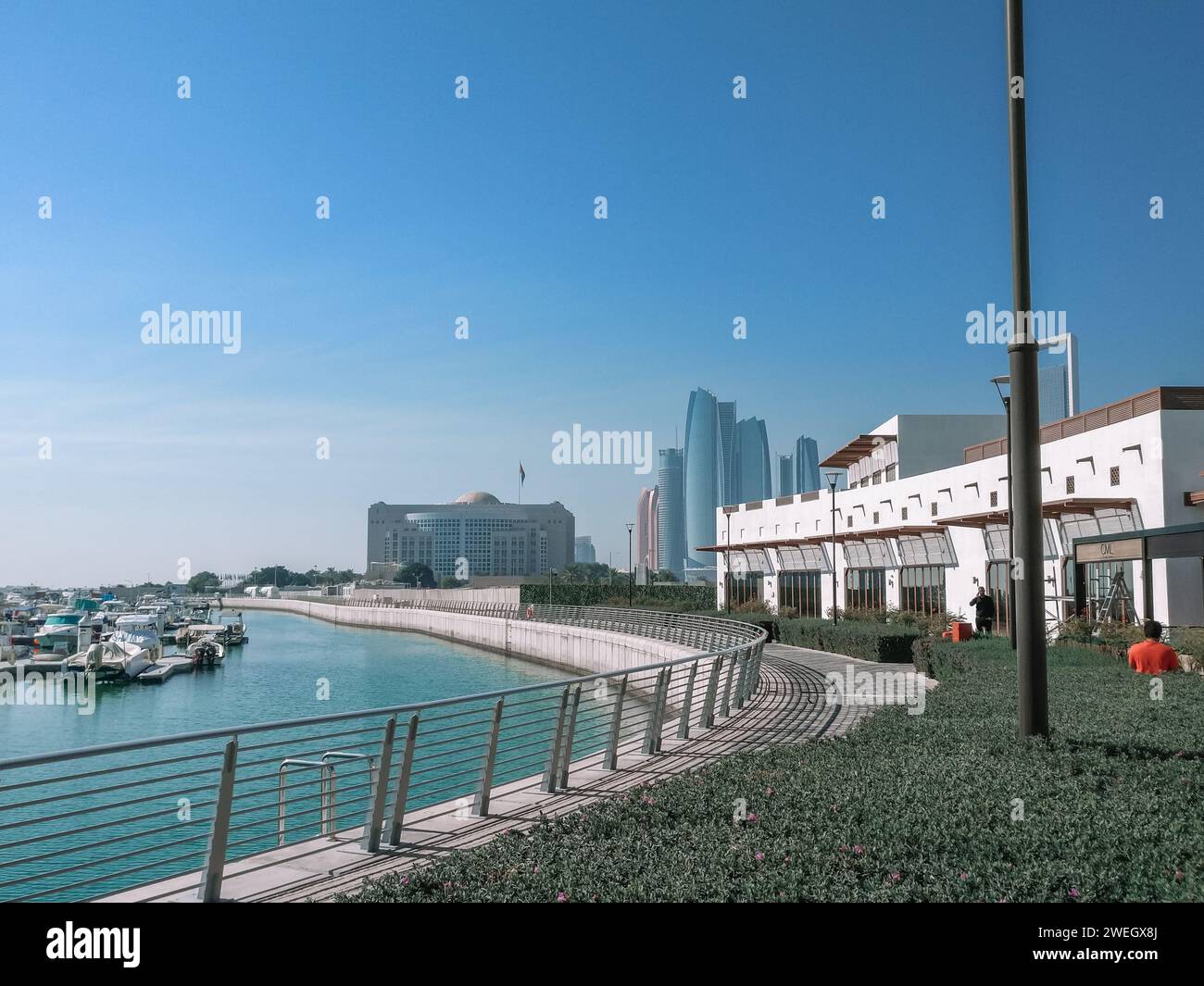 Beautiful view of Abu Dhabi city - Etihad towers and famous landmarks ...