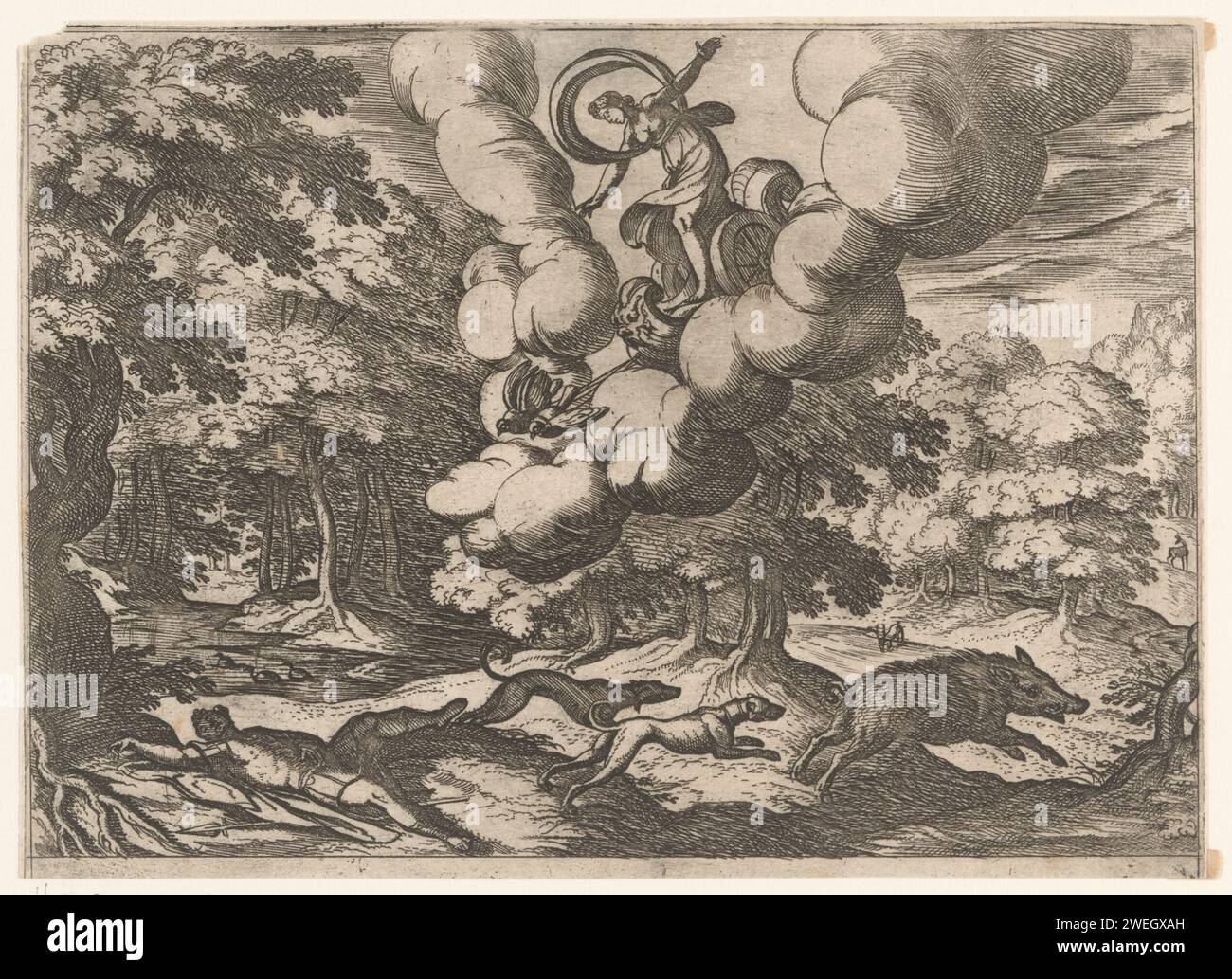 Landscape with the death of Adonis, Antonio Tempesta, 1565 - 1630 print ...