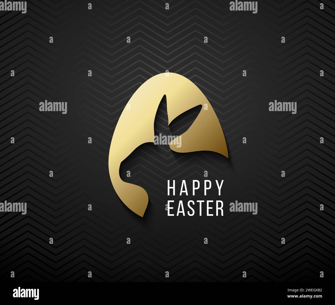 Happy Easter greeting card with golden paper cut egg shape frame ...