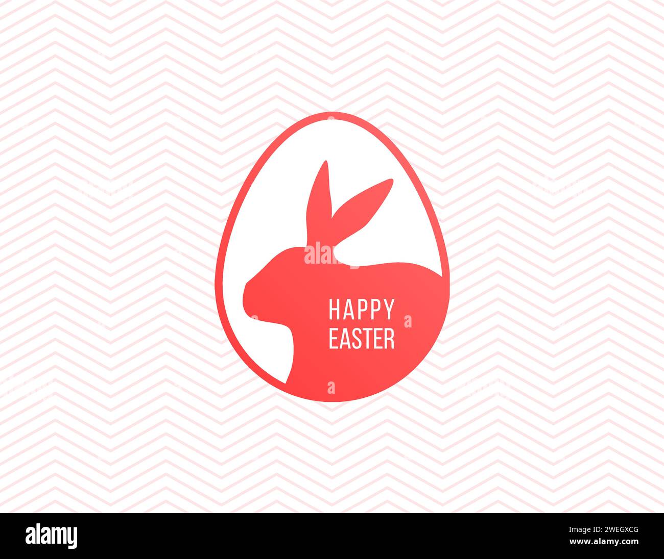 Happy Easter greeting card with white paper cut egg shape frame, red ...