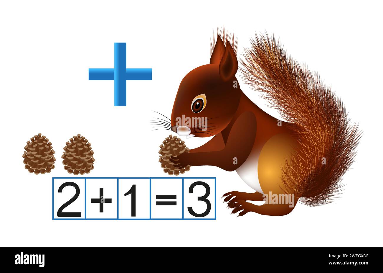 Mathematics familiarity with the plus sign addition with a squirrel on ...