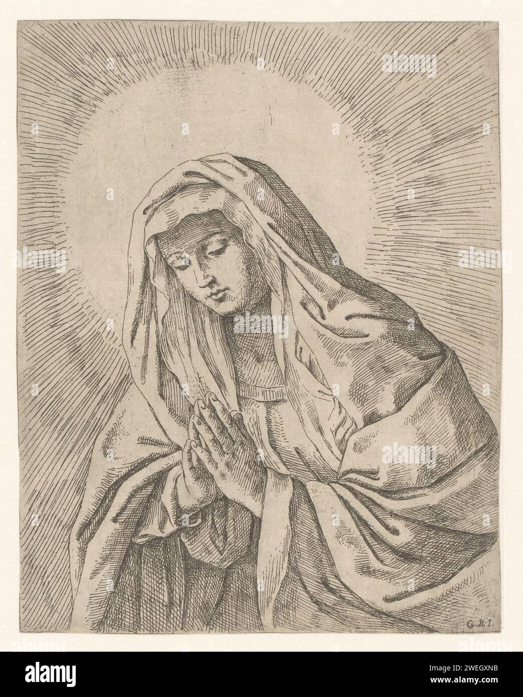 Maria in Gebed, Girolamo Scarselli, After Guido Reni, 1660 - 1680 print ...
