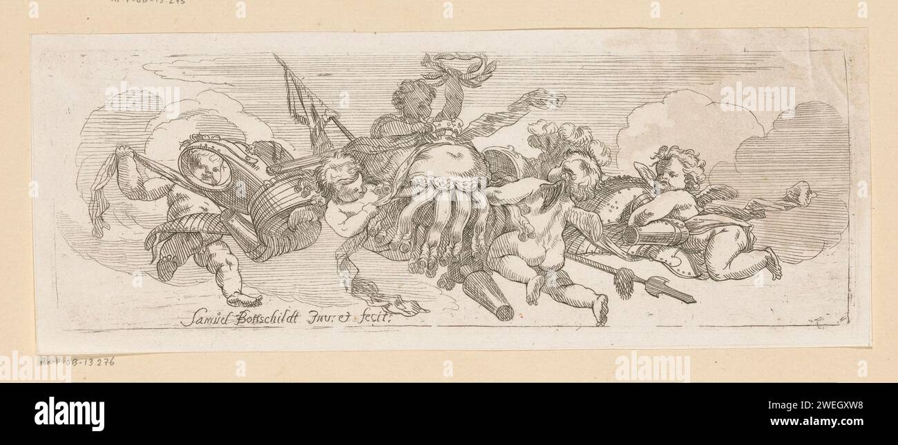Putti with armor and weapons, Samuel Bottschild, 1693 print paper ...