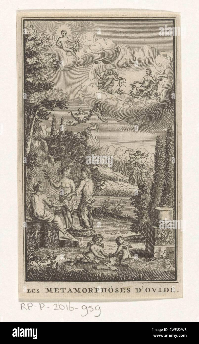 Ovidius, putti and gods in landscape, anonymous, 1720 - 1740 print Ovid ...
