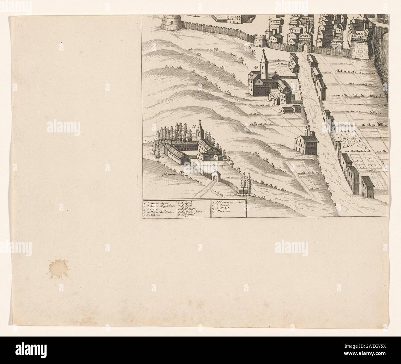 Map of an Italian city (part left), Anonymous, 1600 - 1699 print Map of ...