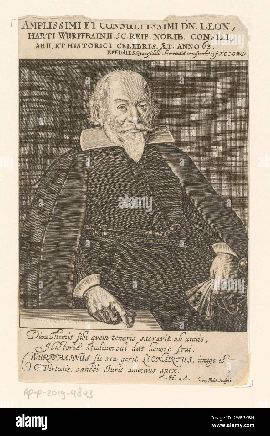 Portrait van Leonhart Wurffbain, Georg Walch, c. 1644 print paper ...