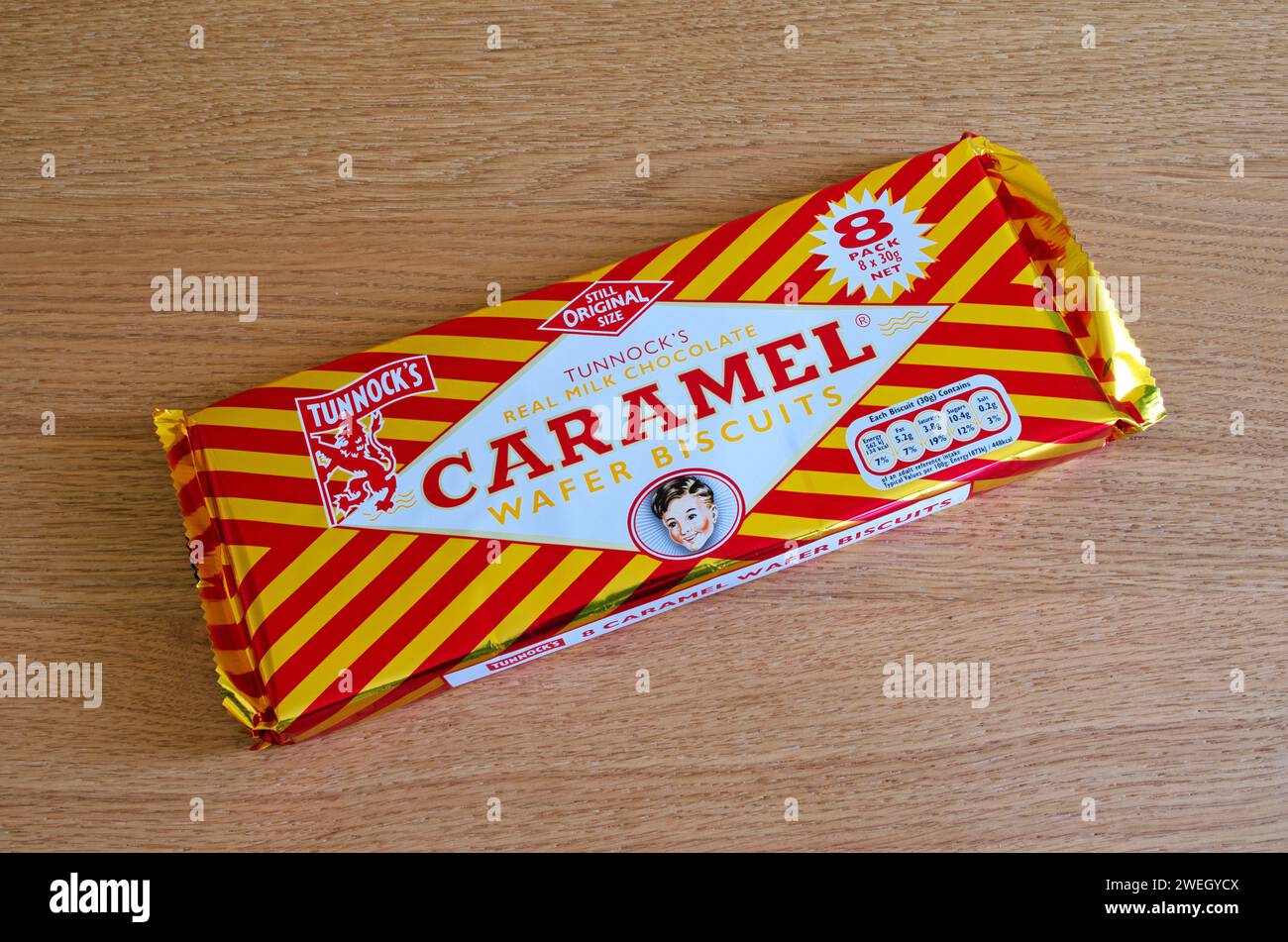 Tunnocks milk chocolate caramel wafer biscuit hi-res stock photography ...