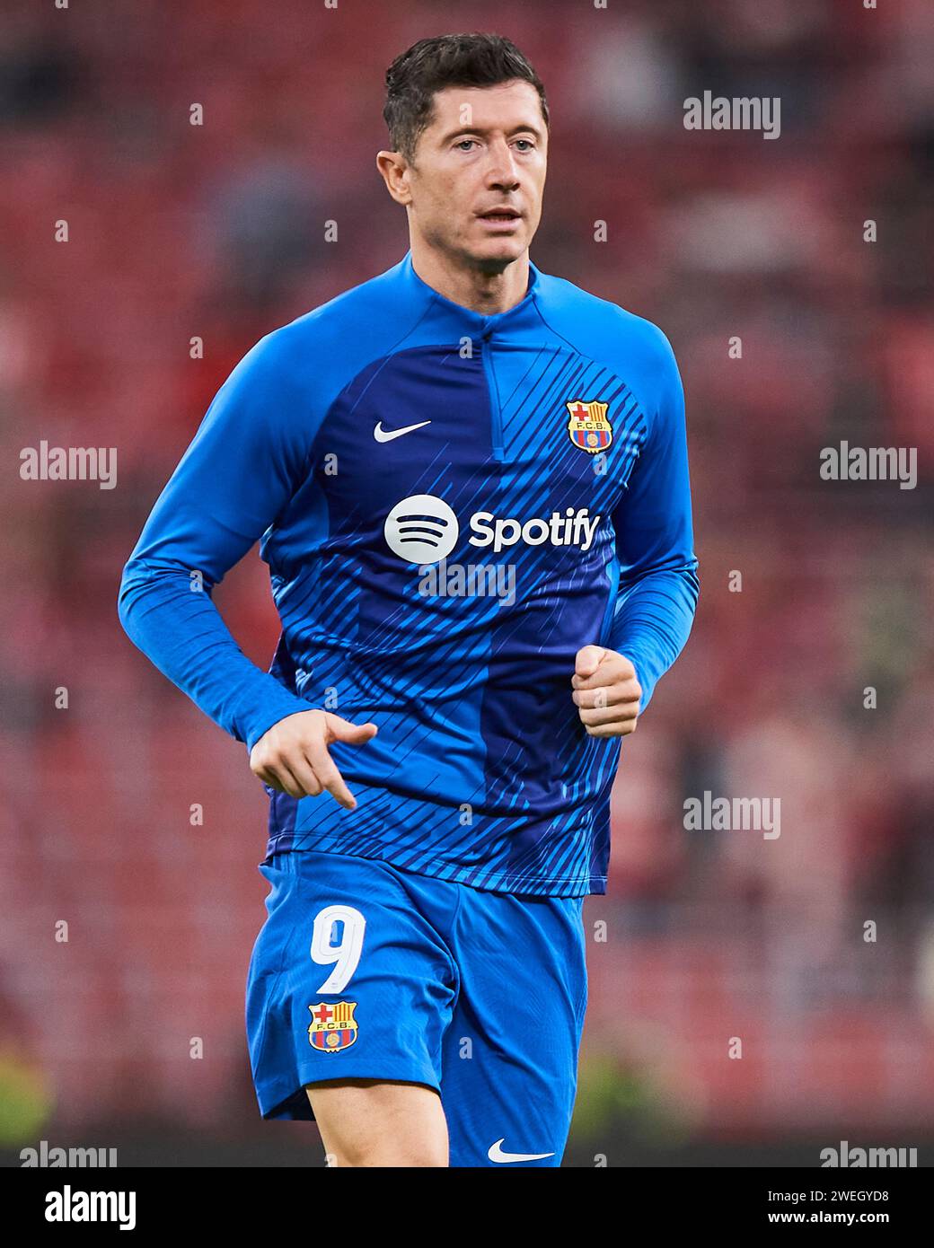 Robert Lewandowski of FC Barcelona looks on during the Copa El Rey ...