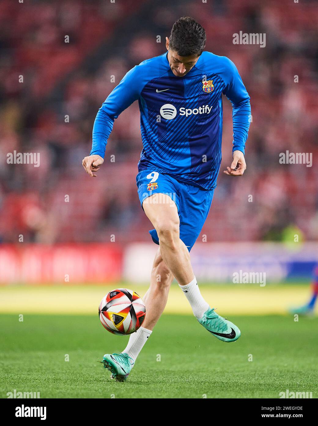 Robert Lewandowski of FC Barcelona in action during the Copa El Rey ...