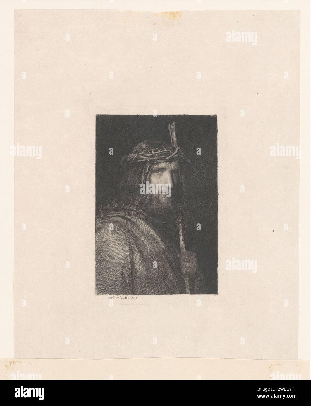 Christ with Doornenkroon (man of sorrows), Carl Bloch, 1888 print Bust ...