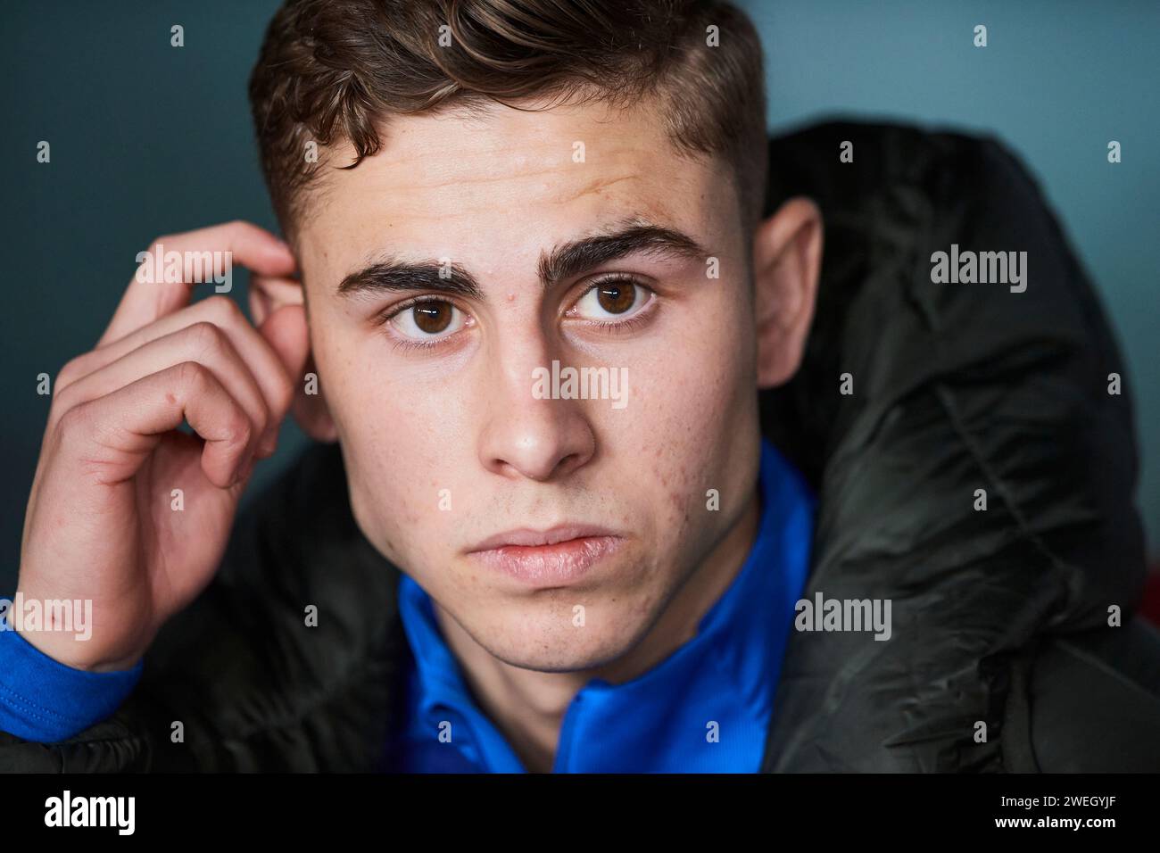Fermin Lopez of FC Barcelona looks on during the Copa El Rey Round of 8 ...