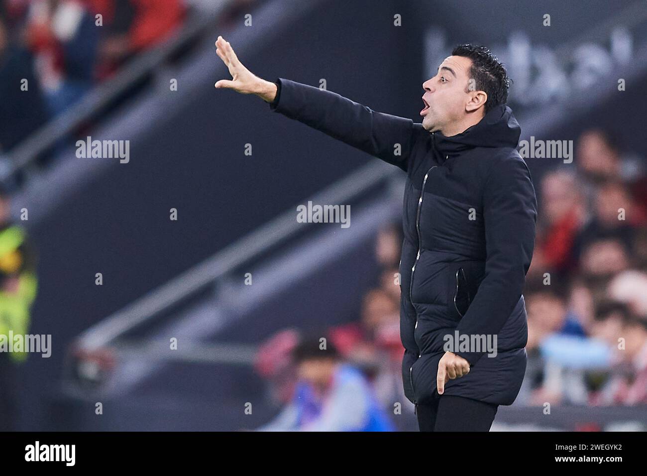 FC Barcelona head coach Xavi Hernandez reacts during the Copa El Rey ...