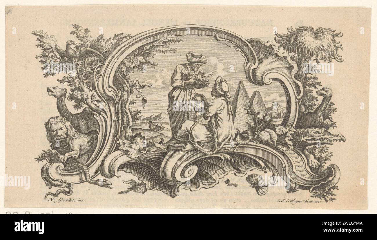 Vignette with allegory on the Middle East, Carel Jacob de Huyser, after ...