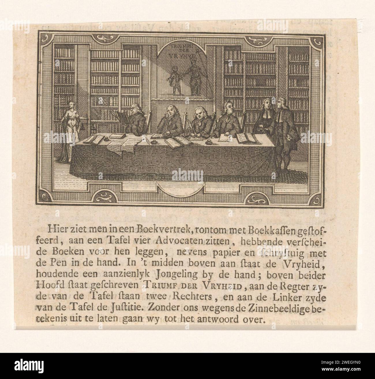 Four lawyers in a library, 1766 print Four lawyers are behind a table ...