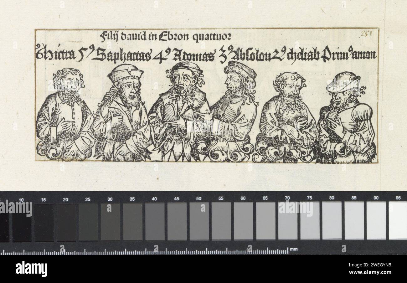 Six sons of King David, Michel Wolgemut (workshop of), 1493 print Six ...