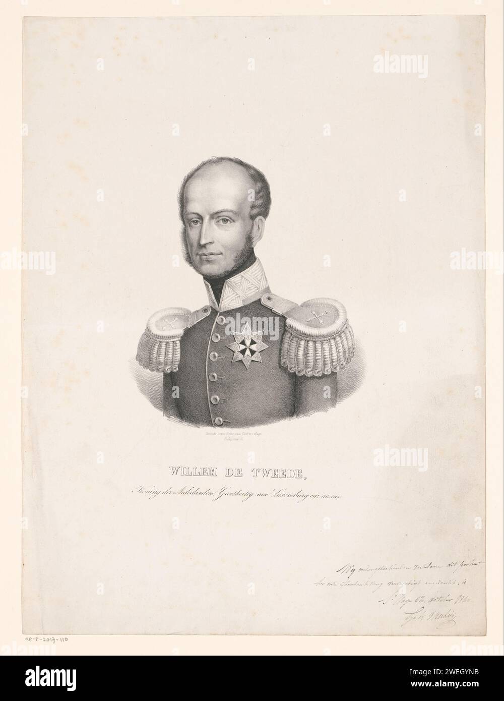 Portrait of King Willem II, Anonymous, 1840 print paper historical ...