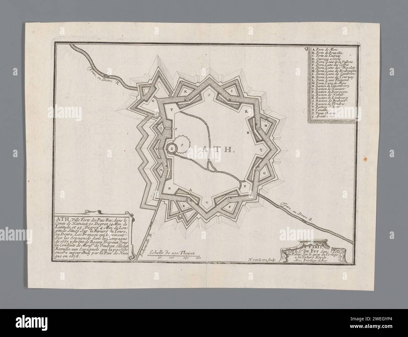 Map of the fortifications around the city of Ath, Harmanus van Loon ...