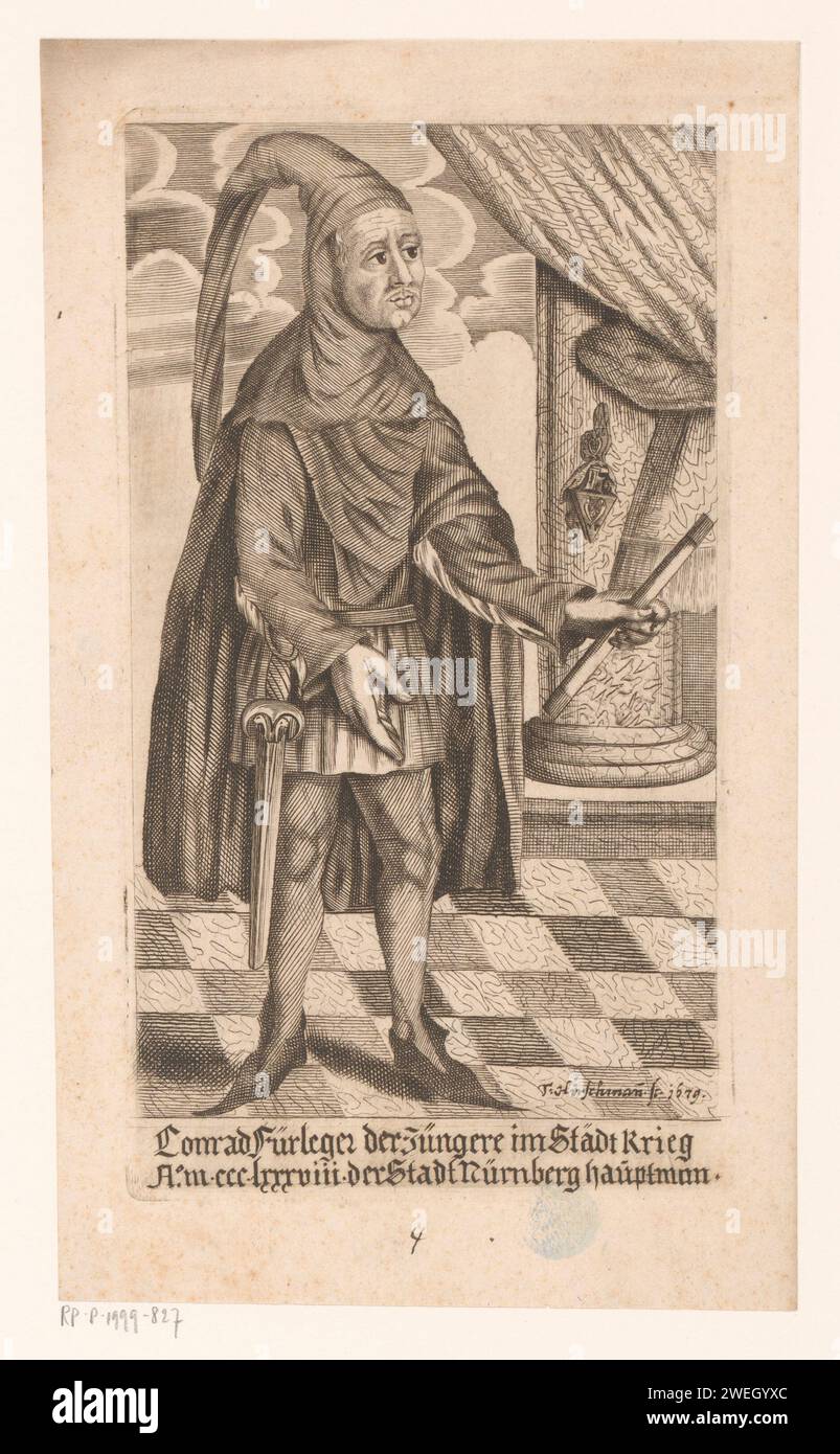 Portret Van Conrad Fürleger, 1679 print paper engraving historical ...
