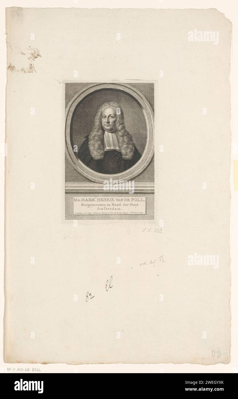 Portrait of Harmen Henrik van de Poll, Jacob Houbraken, After Hendrik ...