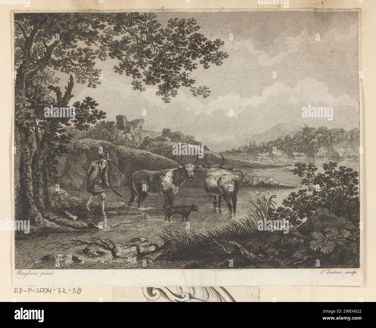 Shepherd on the banks of a river, 1791 - 1798 print Print is part of an ...