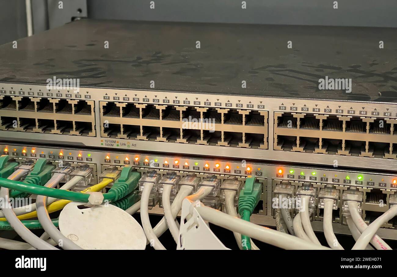 Old and dusty network equipment, an old ethernet switch Stock Photo - Alamy