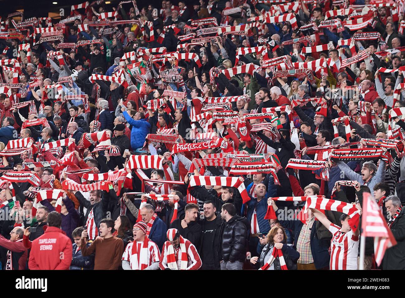 Fans of Athletic Club reacts during the Copa El Rey Round of 8 match ...
