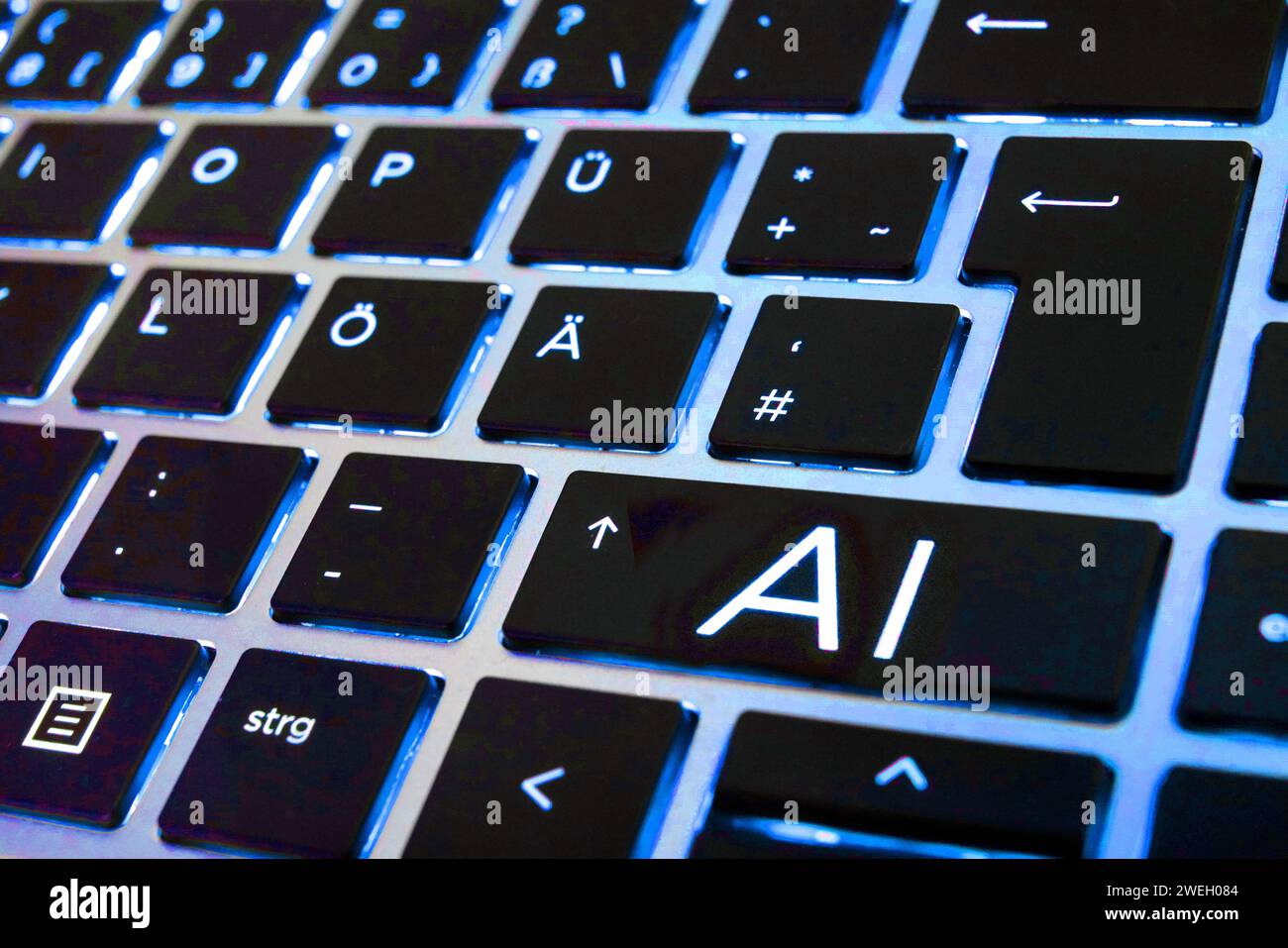 PHOTO MONTAGE! - Artificial Intelligence: Close-up of a laptop keyboard ...