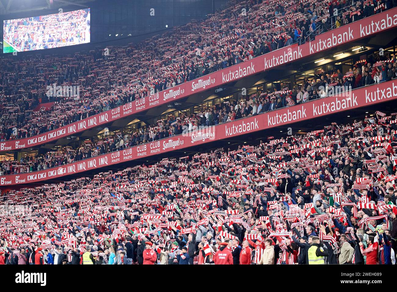 Fans of Athletic Club reacts during the Copa El Rey Round of 8 match ...