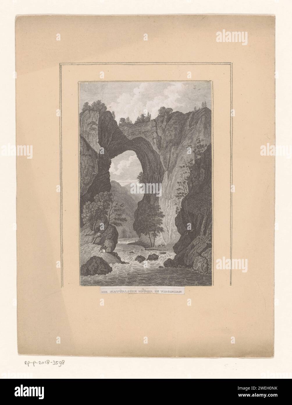 Rotsformatie 'Natural Bridge' in Virginia, anonymous, 1840 - 1850 print ...