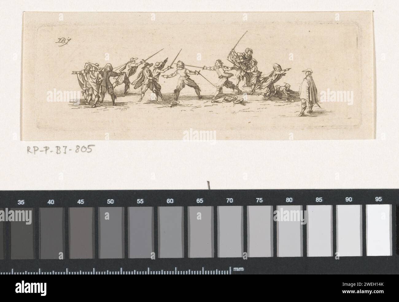 Duel with bystanders, Joannes Bemme, 1800 - 1841 print Two men duel ...