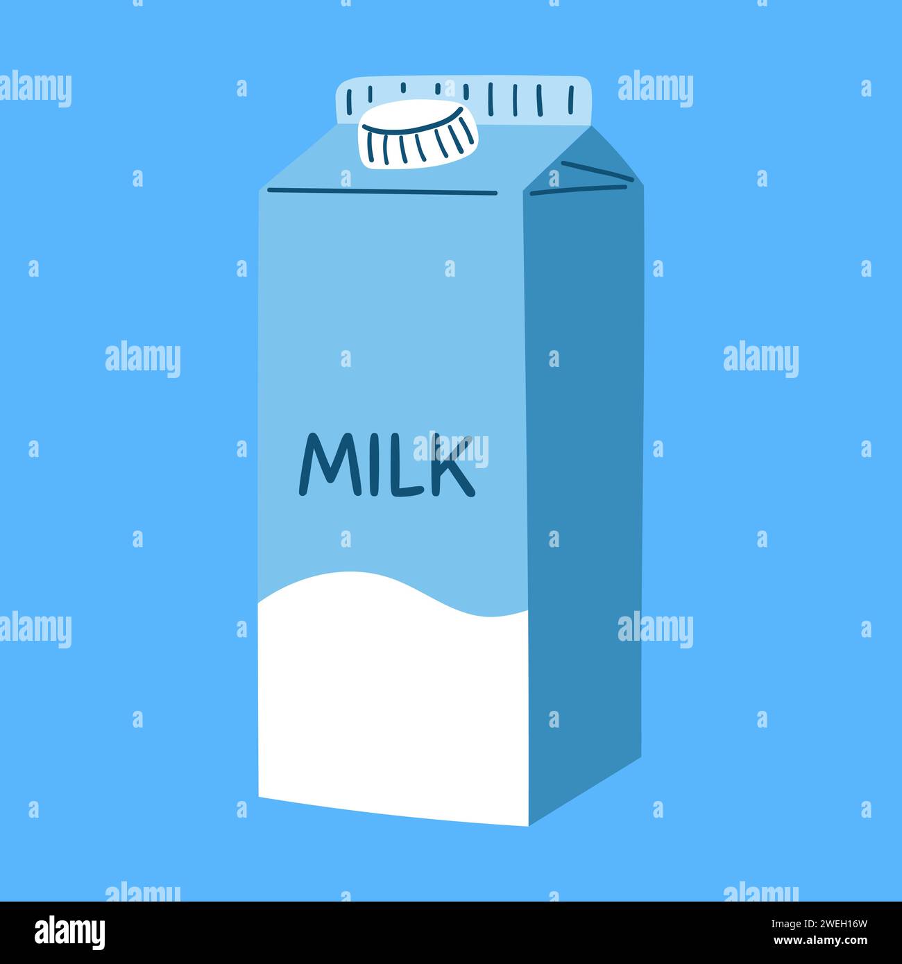 Hand drawn package of milk. Vector illustration of dairy product in ...