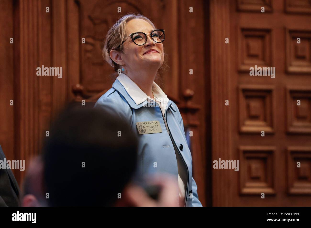 State Rep. Esther Panitch, D-Sandy Springs, smiles after the passing of ...
