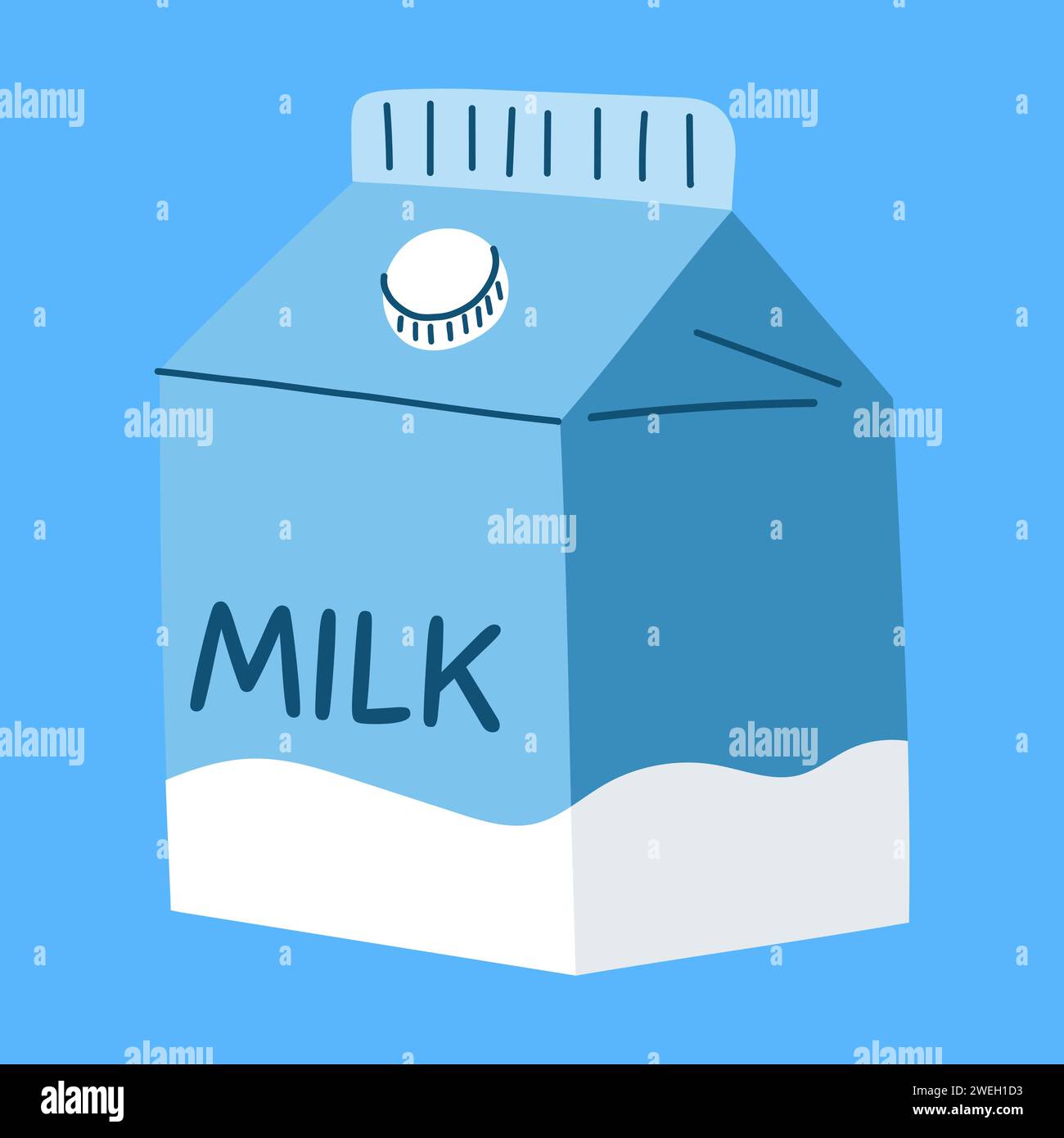 Hand drawn package of milk. Vector illustration of dairy product in ...
